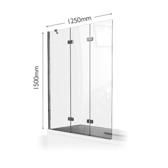 KUINBSTL - Kudos Inspire 3 Panel Bath Screen Polished Silver 1250mm LH