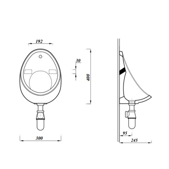 LEUP14 - Atlas 1 Bowl Urinal Set with 400mm Bowl
